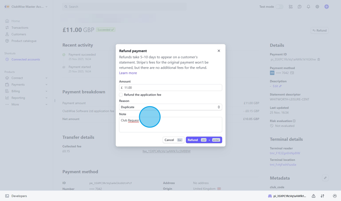 CW UK IND How to process a refund through Stripe