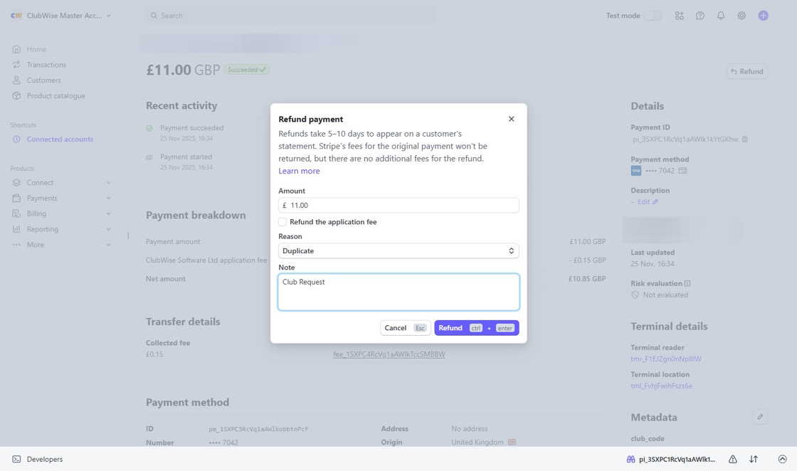 CW UK IND How to process a refund through Stripe
